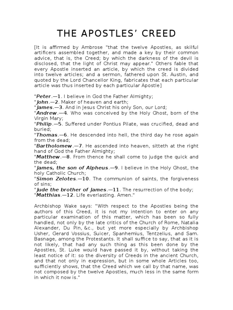 The Apostles Creed | PDF