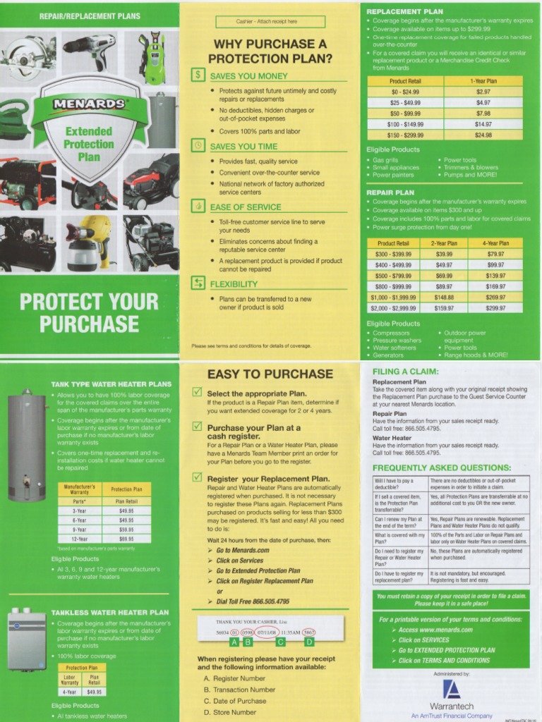 Menards Extended Warranty Service Protection Plan | PDF | Contractual ...