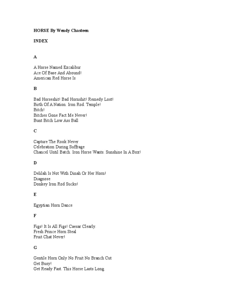 HORSE by Wendy Chasteen Index | PDF | Foods