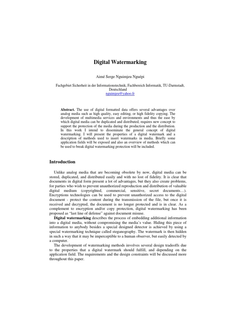 Watermarking 2 | PDF | Data Compression | Digital Technology