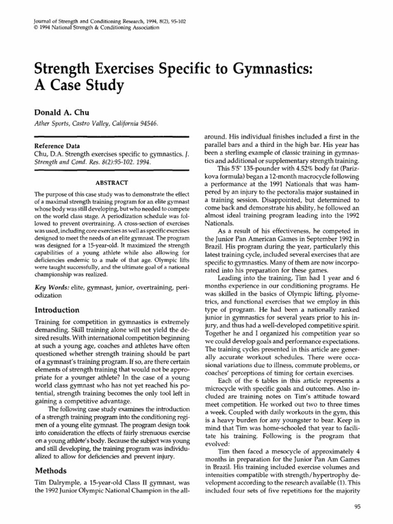 Strength Exercises Specific To Gymnastics: A Case Study | PDF ...