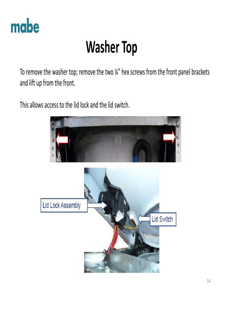 Mabe Washer Top Lid Lock Operation | PDF | Washing Machine | Switch