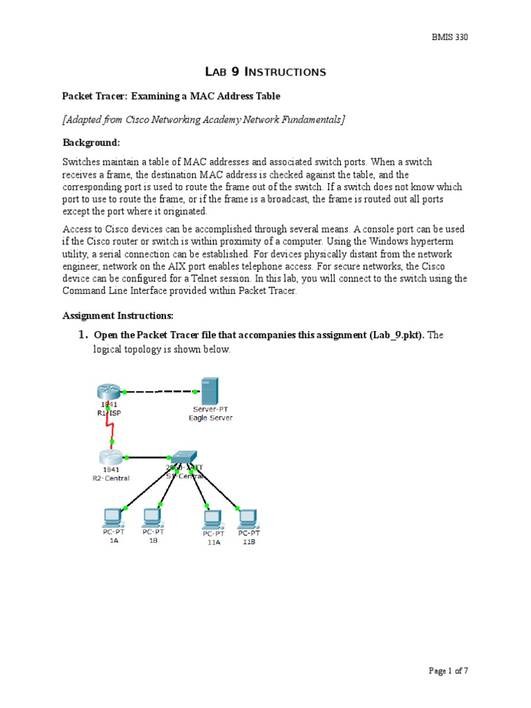Lab 9 Instructions | PDF | Network Switch | Router (Computing)