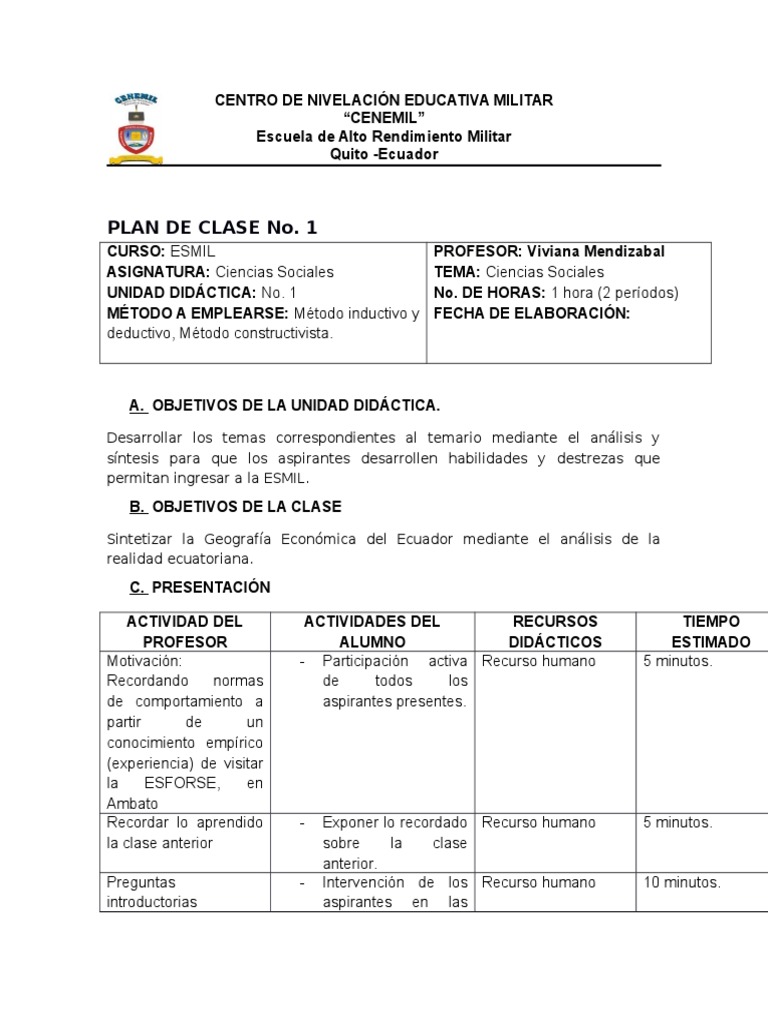 Plan de Clase | PDF