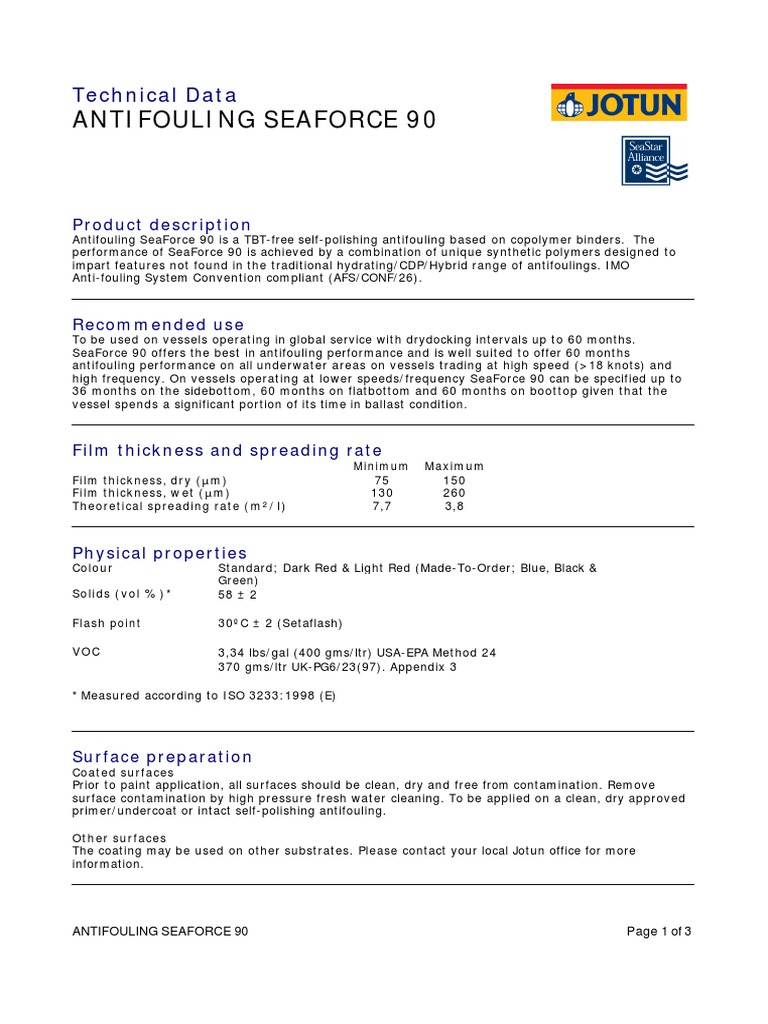 Tds - Antifouling Seaforce 90 - English (Uk) - Issue | PDF | Paint ...