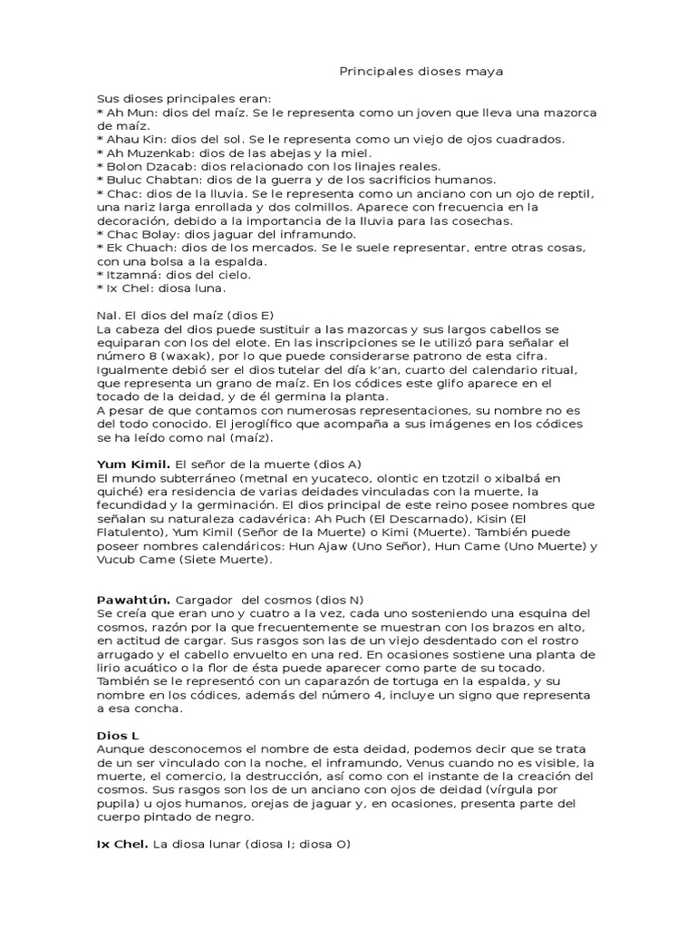 S] Los principales dioses del panteón maya | PDF | Departamento de ...
