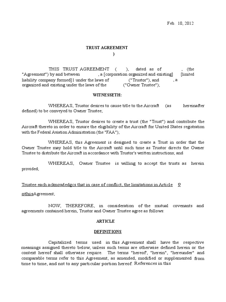 Trust Agreement | PDF | Trust Law | Lease