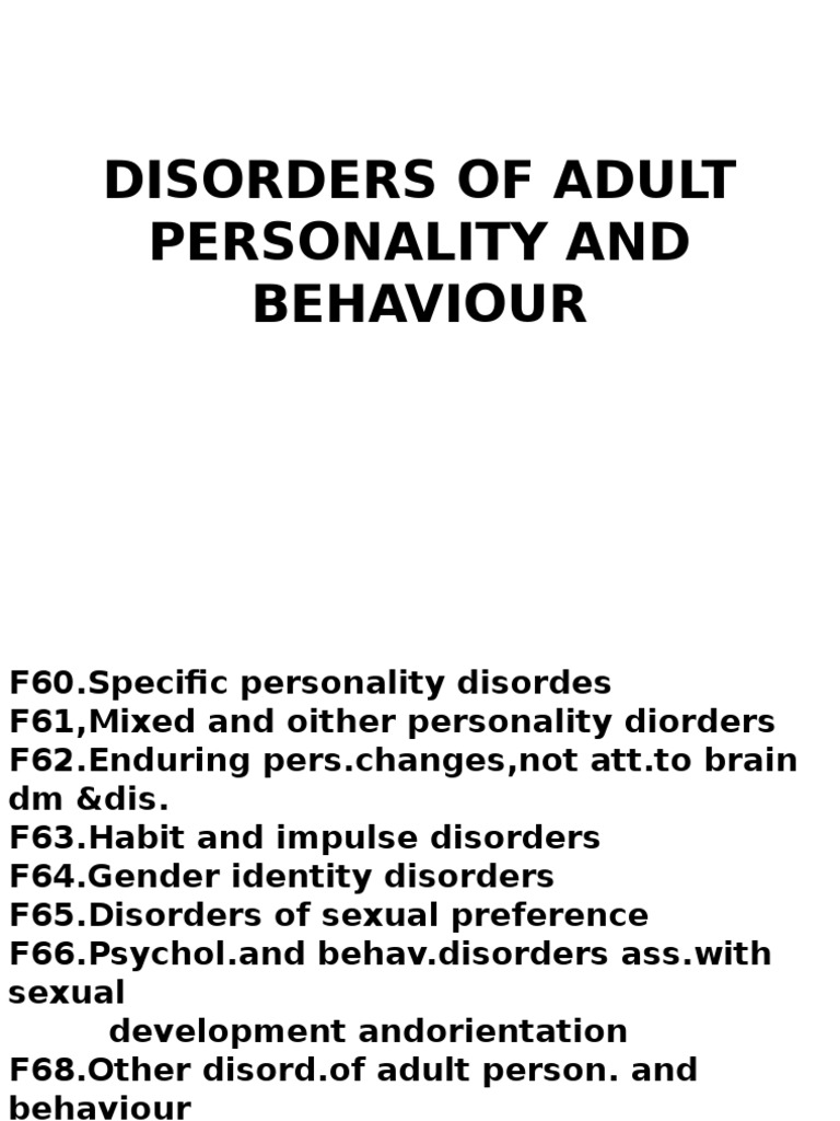 Disorders of Adult Personality and Behaviour | PDF | Sexual Fetishism ...