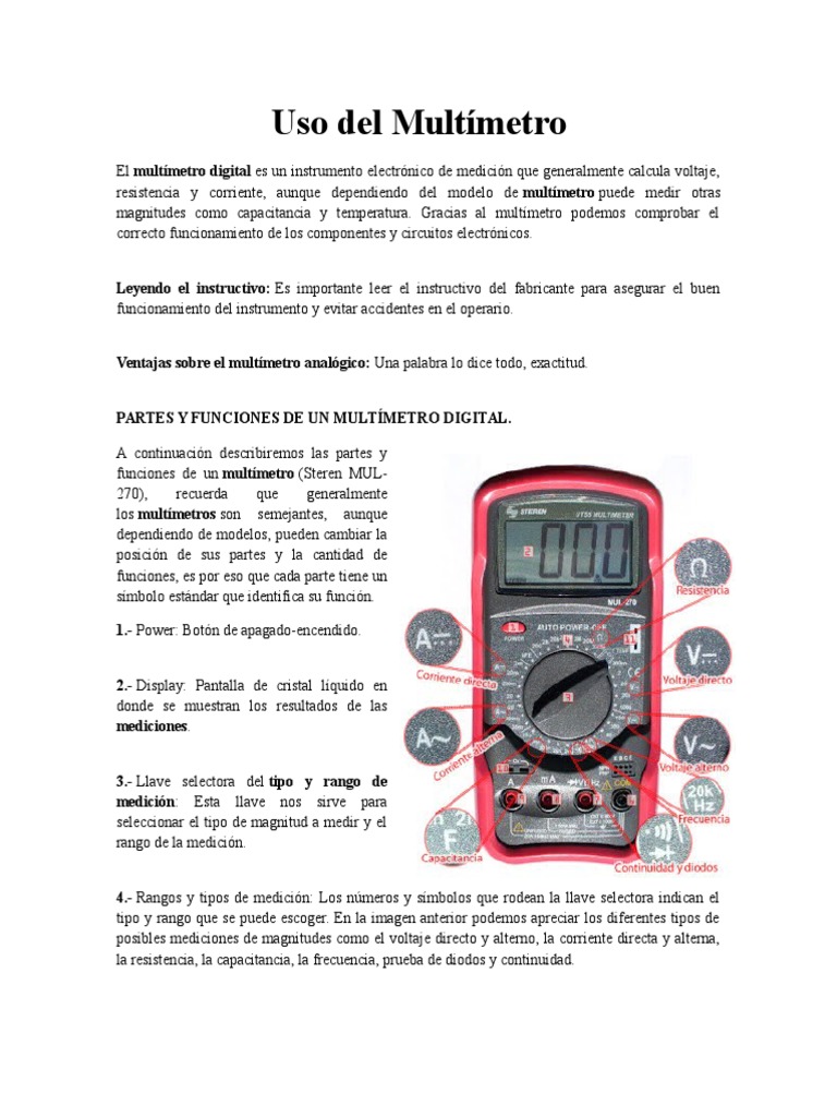 Uso Del Multímetro | PDF | Corriente eléctrica | Bienes manufacturados