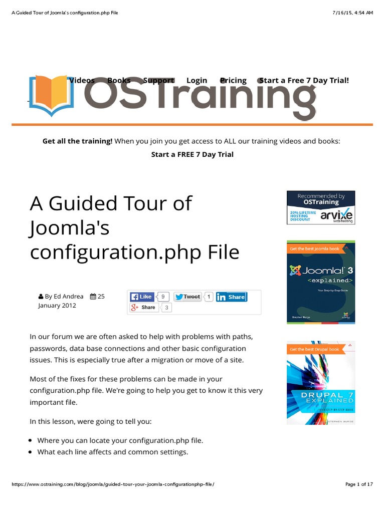 A Guided Tour of Joomla's Configuration - PHP File | PDF | File Transfer Protocol | Search ...