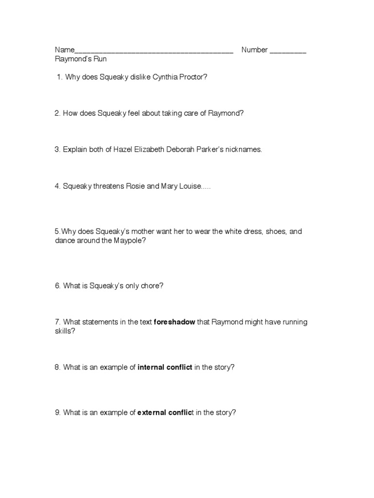 Raymonds Run | PDF | Games & Activities | General Fiction