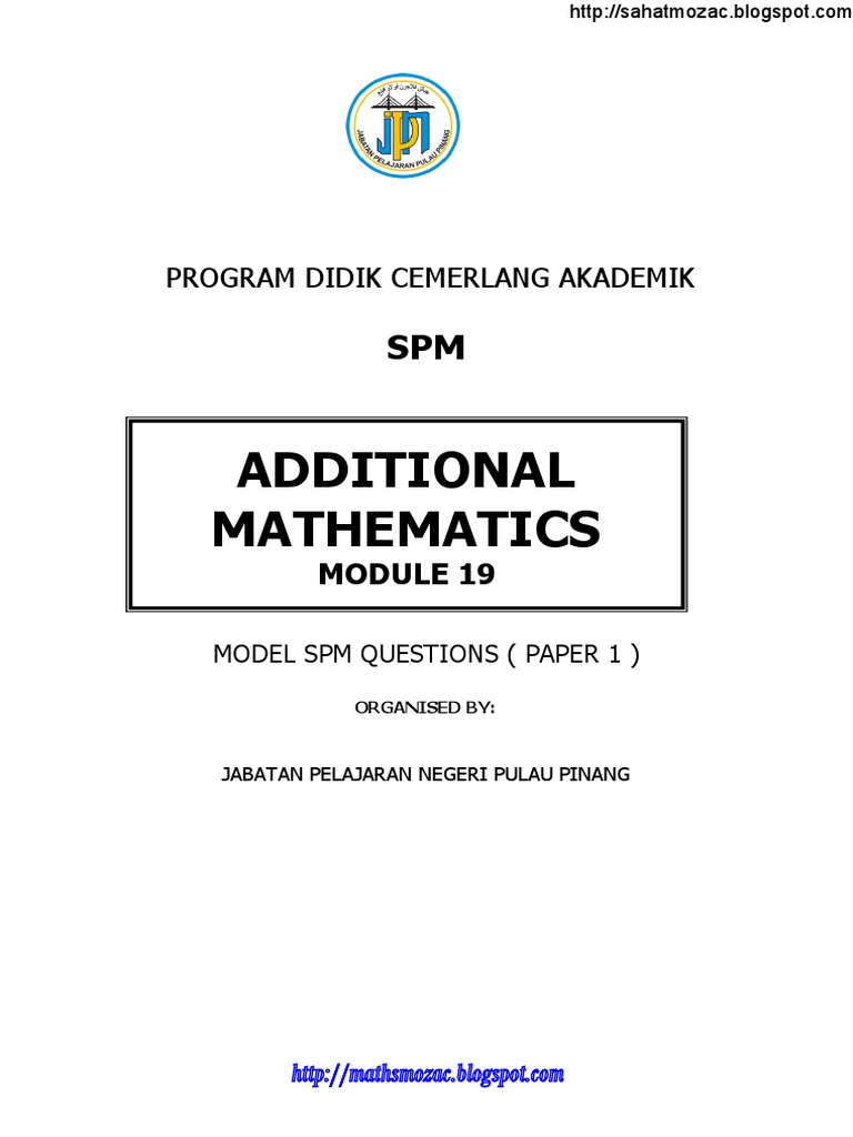 Add Maths Paper 1 | PDF | Equations | Teaching Mathematics