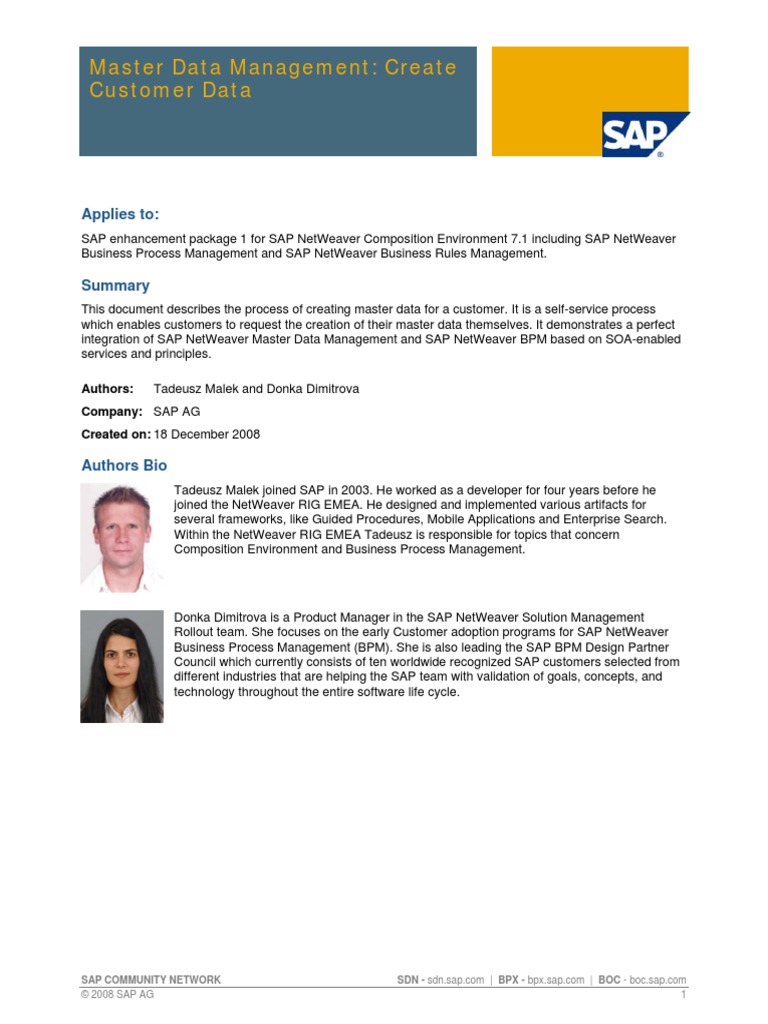 SAP Master Data Management: Create Customer Data | PDF | Business ...