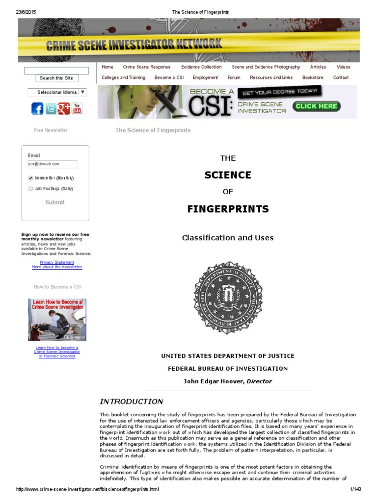 The Science of Fingerprints | PDF | Fingerprint | Federal Bureau Of ...