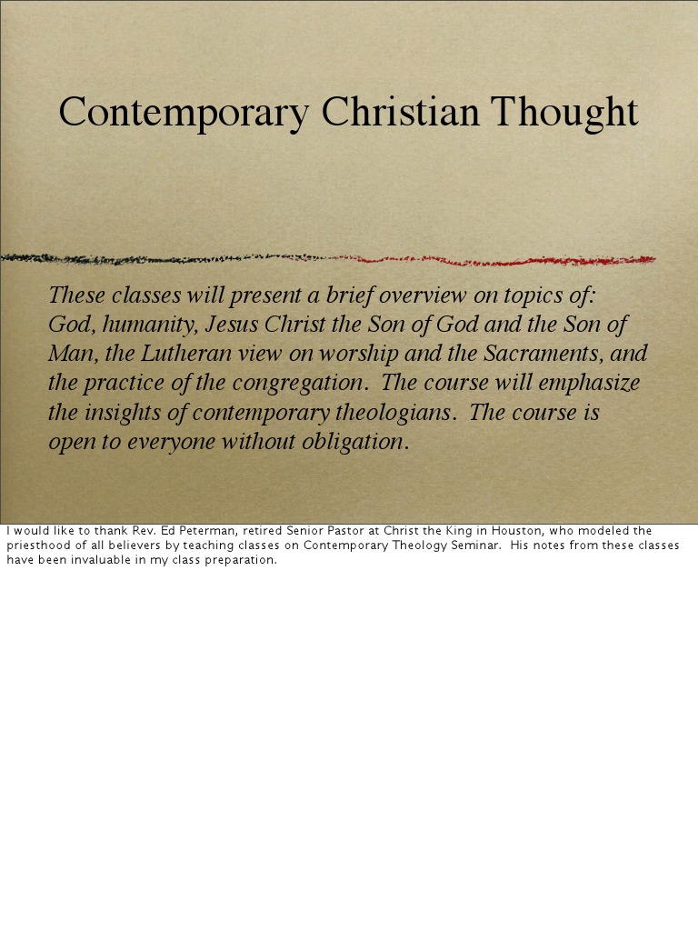 Contemporary Christian Thought | PDF | Deism | Baptism