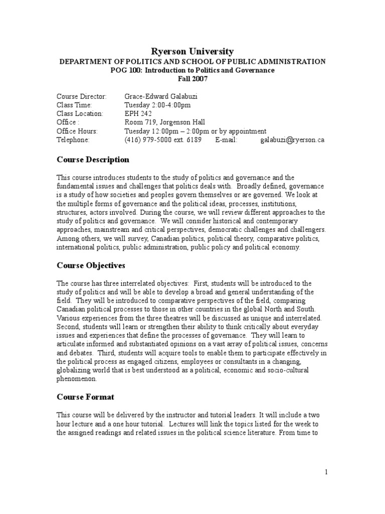 POG 100 Course Outline F2007 | Download Free PDF | Plagiarism ...