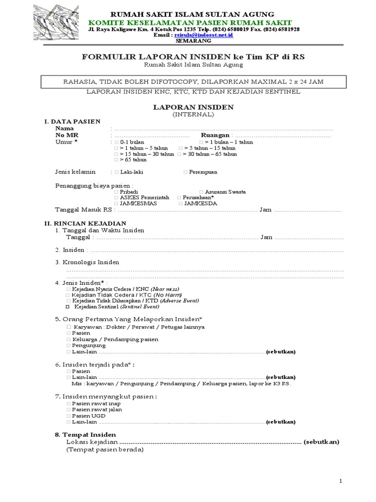 Form - Laporan Insiden Internal - New | PDF | Sains & Matematika