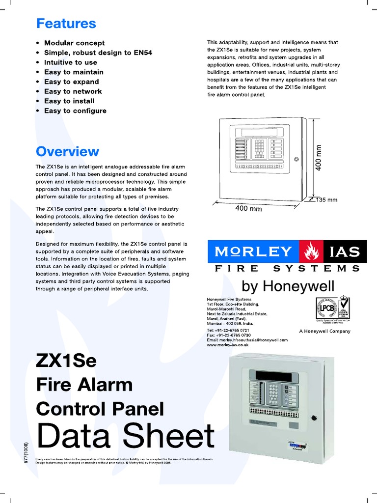 1ZX1se Fire Alarm Control Panel Data Sheet PDF | PDF