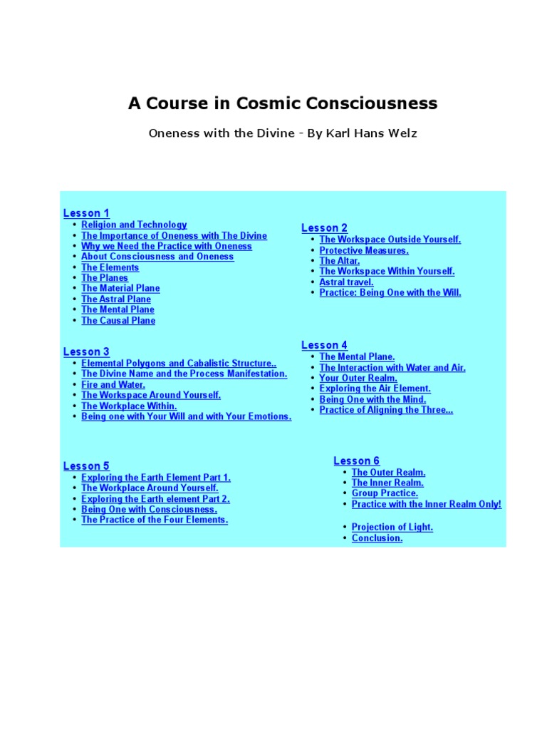 A Course in Cosmic Consciousness | PDF | Plane (Esotericism) | Perception