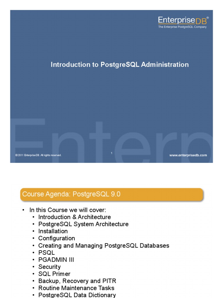 Introduction Postgre SQLAdministration V11 | PDF | Postgre Sql | Database Index