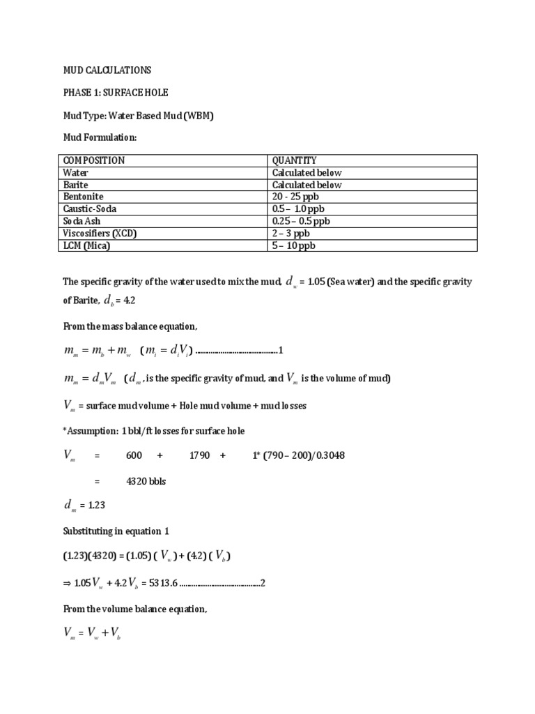 Basic Drilling Mud Calculations | PDF | Barrel (Unit) | Parts Per Notation