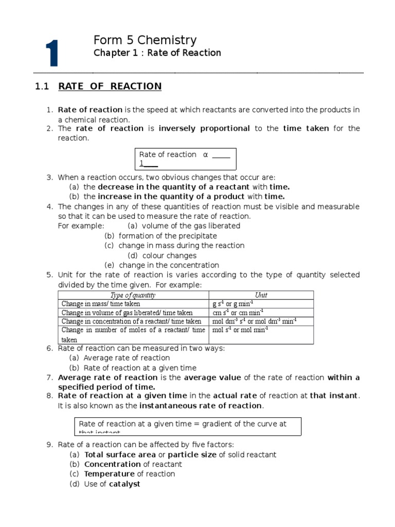Chemistry - Form 5 | PDF | Reaction Rate | Catalysis