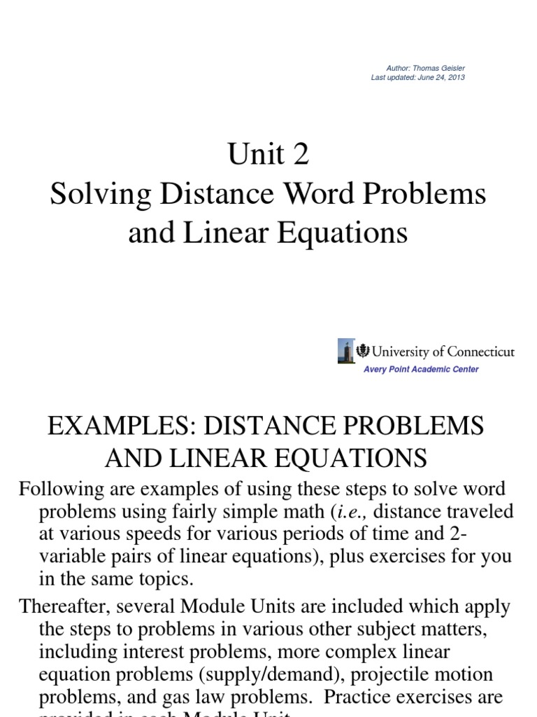 Distance Problem | PDF | Speed | Variable (Mathematics)