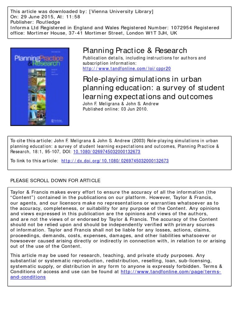 Role Play in Urban Planning Education | PDF | Survey Methodology ...
