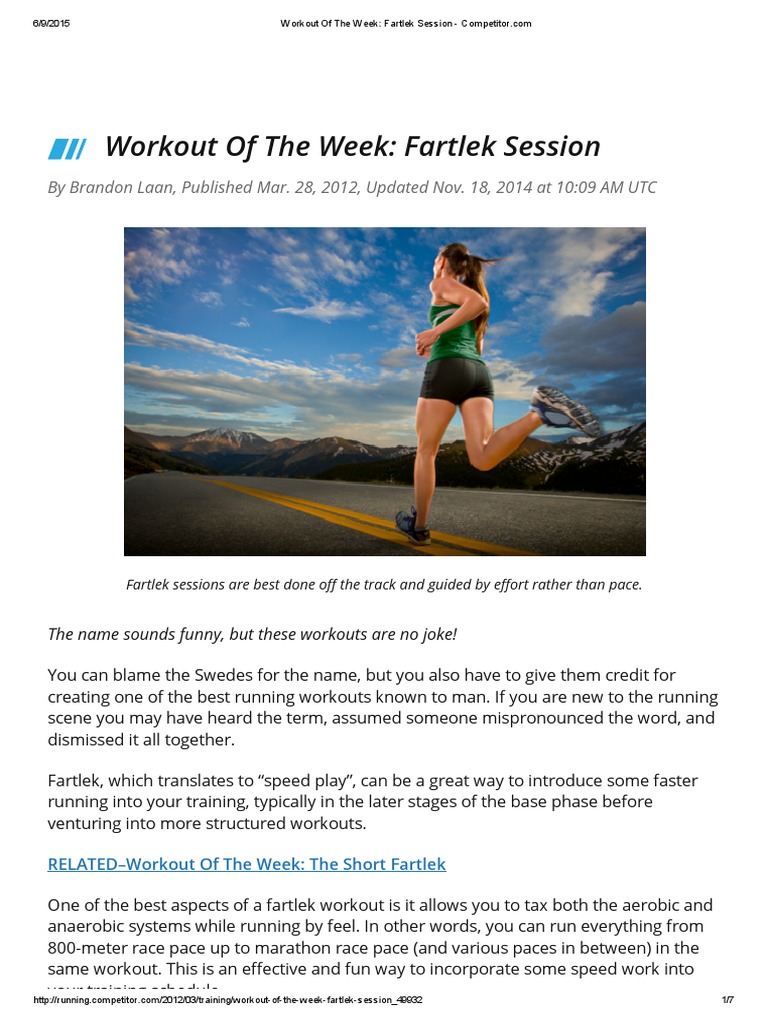Workout of The Week - Fartlek Session - Competitor PDF | PDF | Running | Sports
