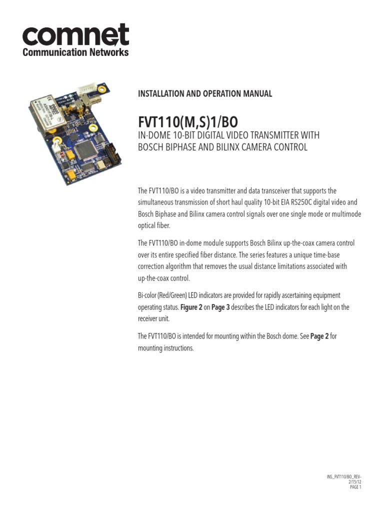 ComNet FVR110M1 Instruction Manual | PDF | Optical Fiber | Electrical ...