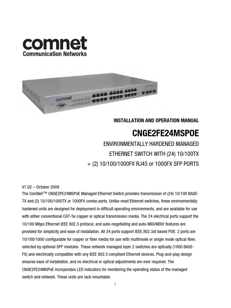 ComNet CNGE2FE24MSPOE Instruction Manual | PDF | Ip Address | Gateway ...