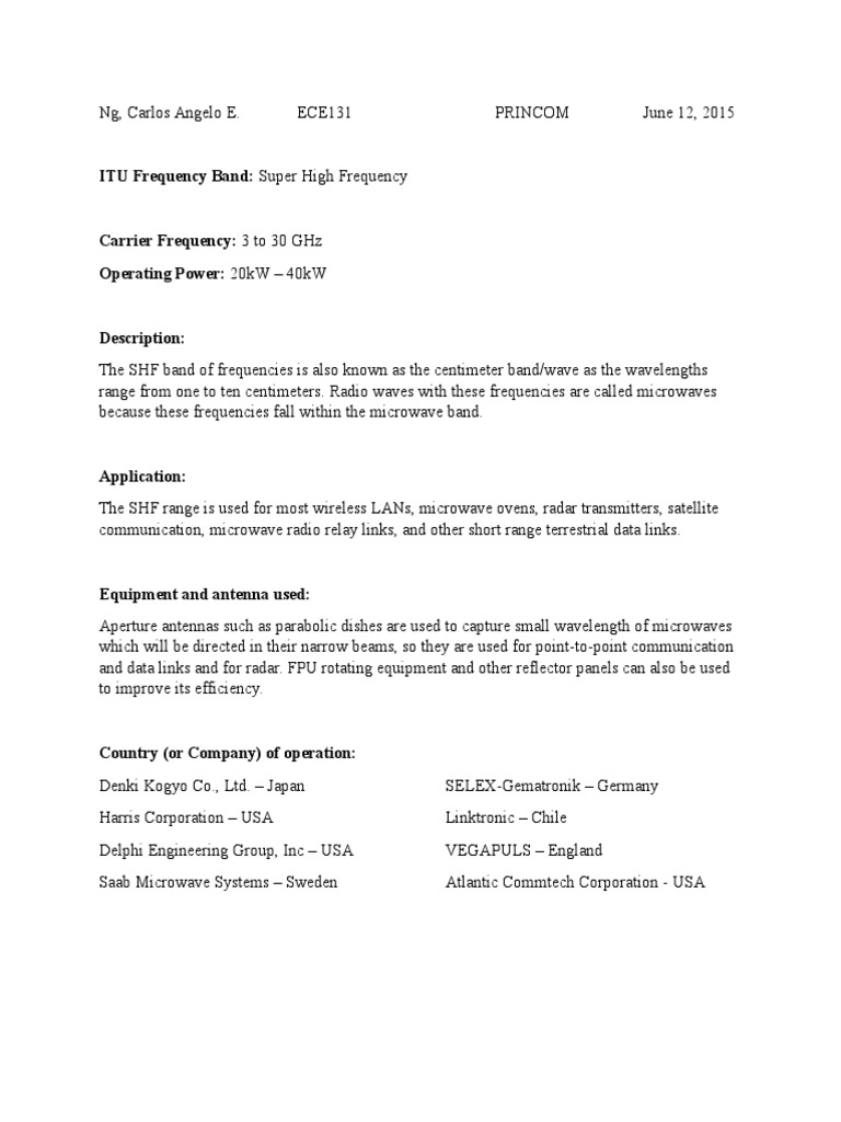 Super High Frequency (SHF) Overview | PDF | Computers