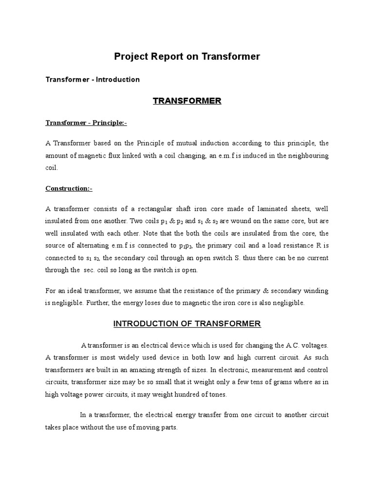 Transformer Project Report Overview | PDF | Transformer | Inductor