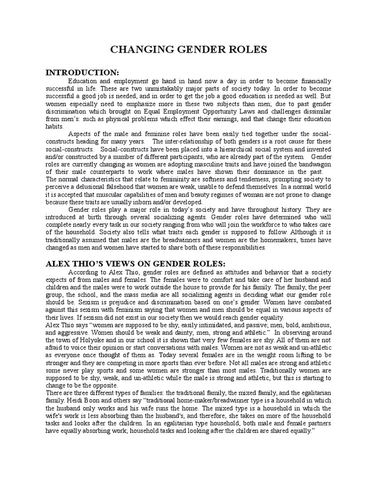 Changing Gender Roles | Gender Role | Femininity