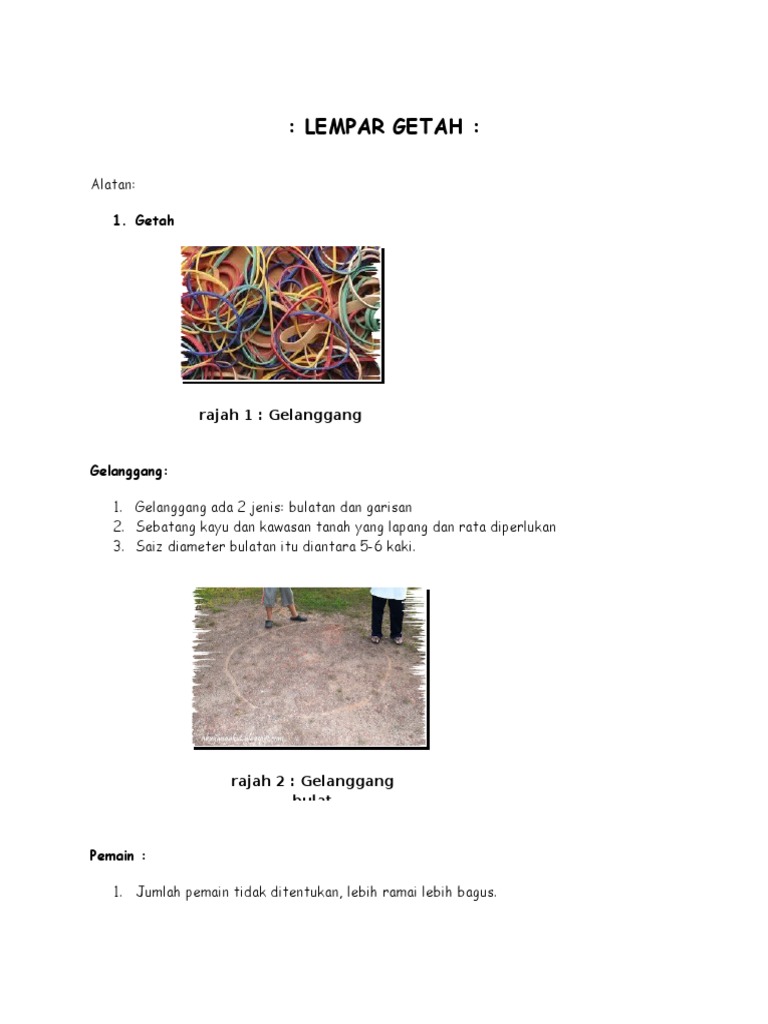 Permainan Lempar Getah Tradisional | PDF | Olahraga & Rekreasi