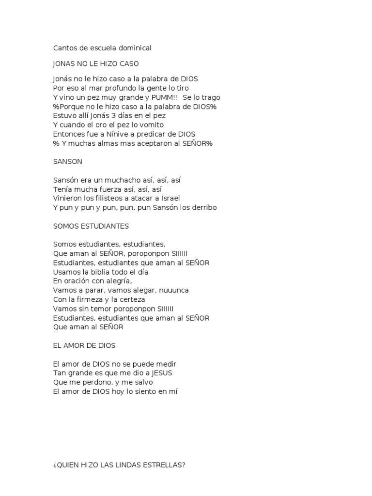 Cantos de Escuela Dominical | PDF | Jonás | Textos Religiosos