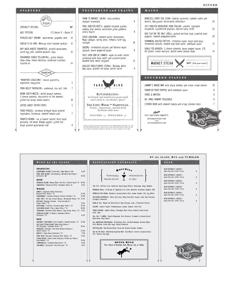 Rapscallion Menus | PDF