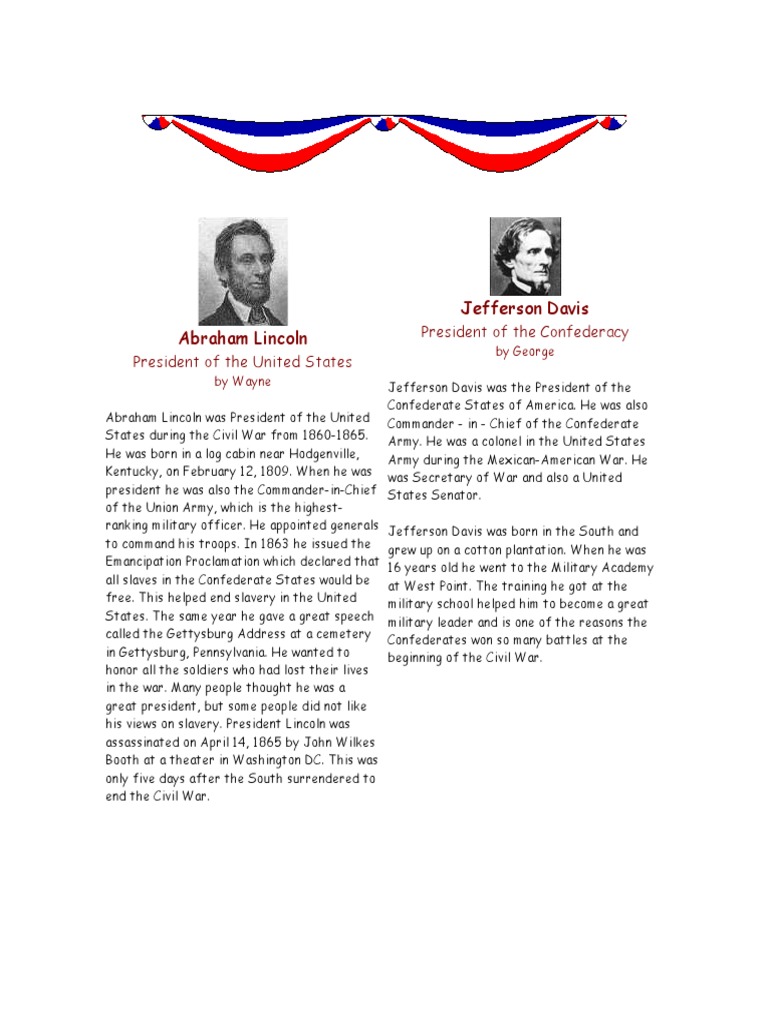 Abraham Lincoln Jefferson Davis: President of The United States ...