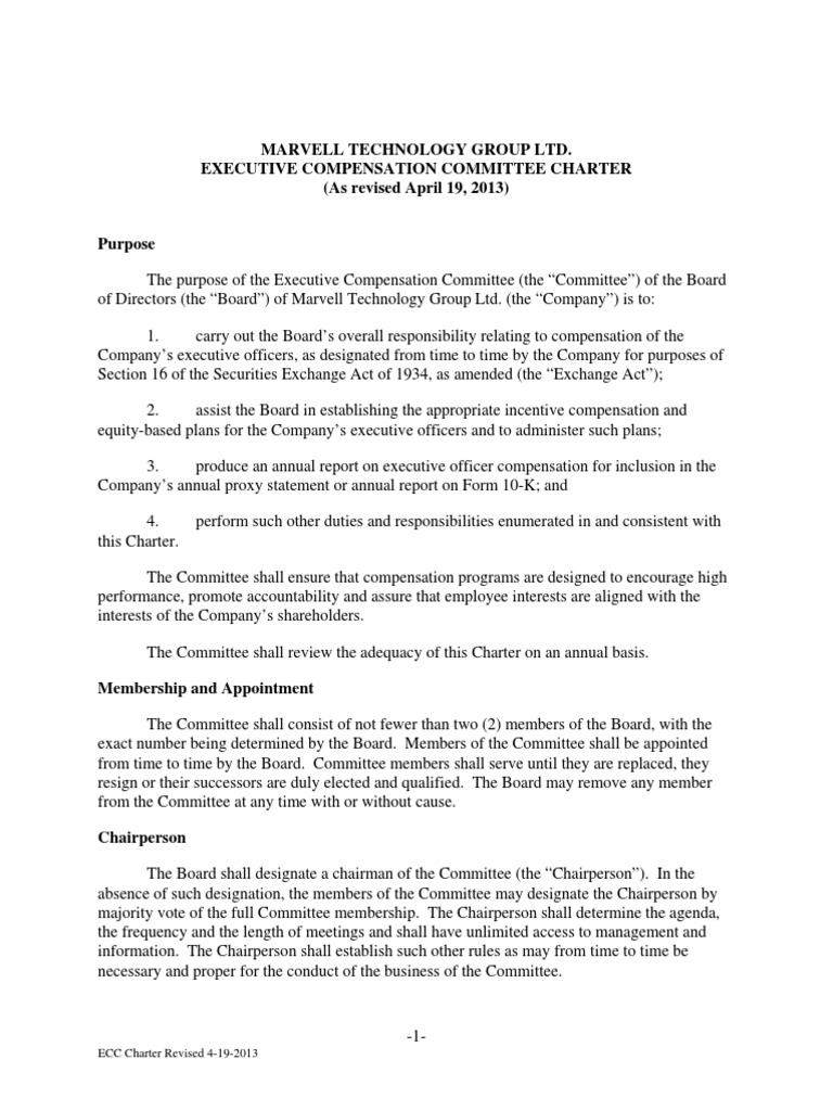 Marvell Technology Group Ltd. Executive Compensation Committee Charter ...