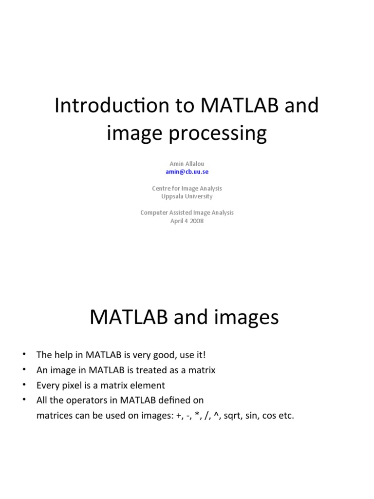 Intro To Matlab And Image Processing Pdf Control Flow Computer