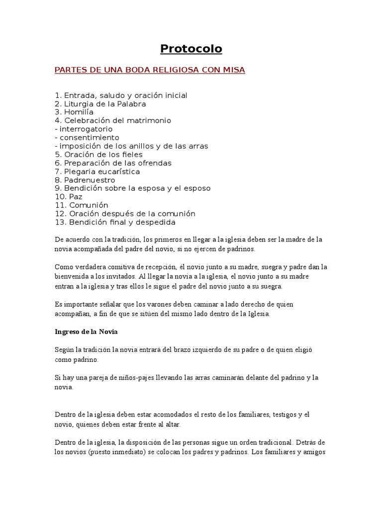 Protocolo Boda | PDF | Misa (liturgia) | Boda