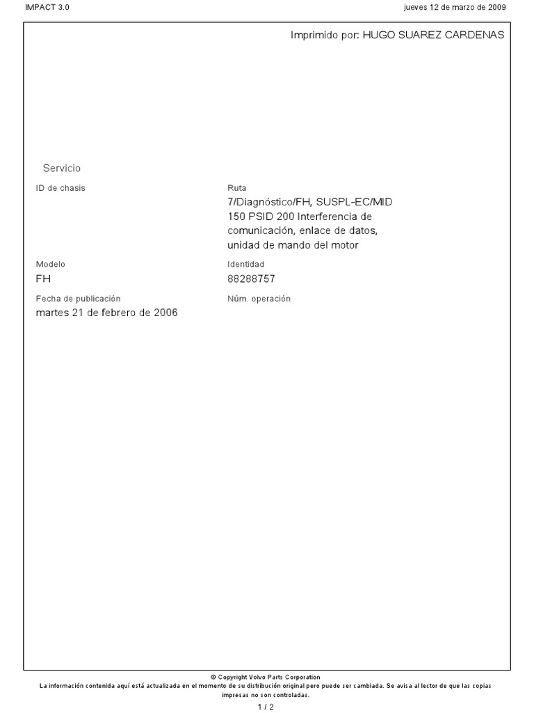 MID 150 PSID 200 SAE J1939 Circuito Abierto en El Enlace de Datos, Unidad de Mando Del Motor ...