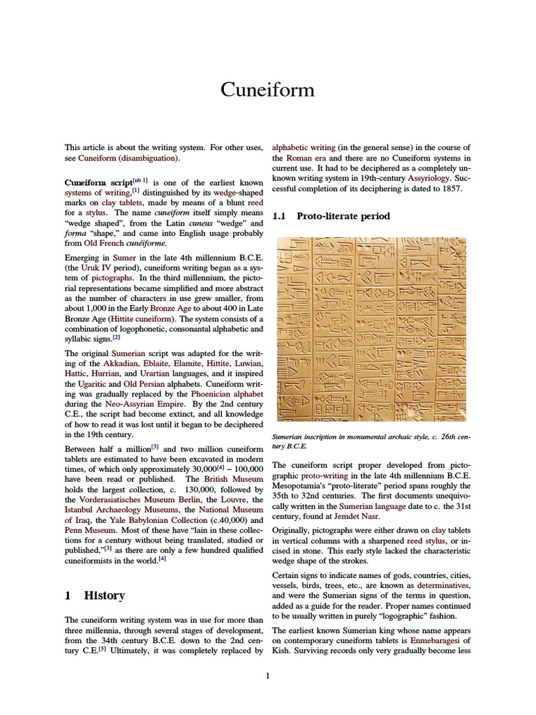 Cuneiform | PDF | Writing | Cuneiform