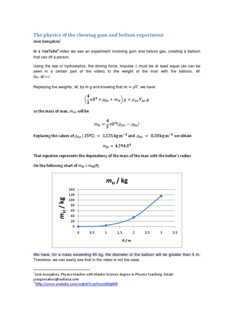 The Physics On The Chewing Gum and Helium Experiment | PDF