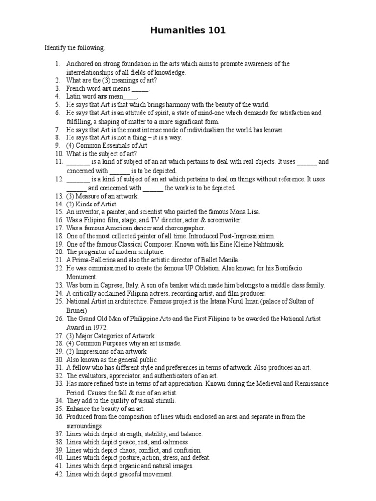 Humanities 101 | PDF | Color | Paintings