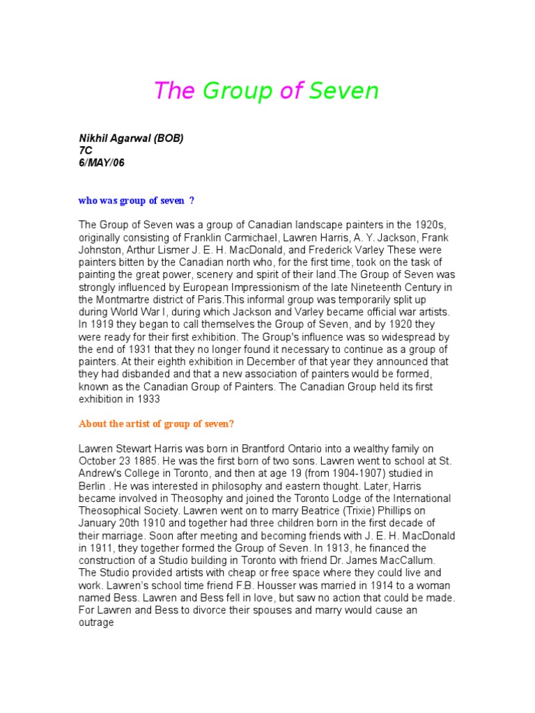 Group of 7 | PDF | Canadian People | Painters