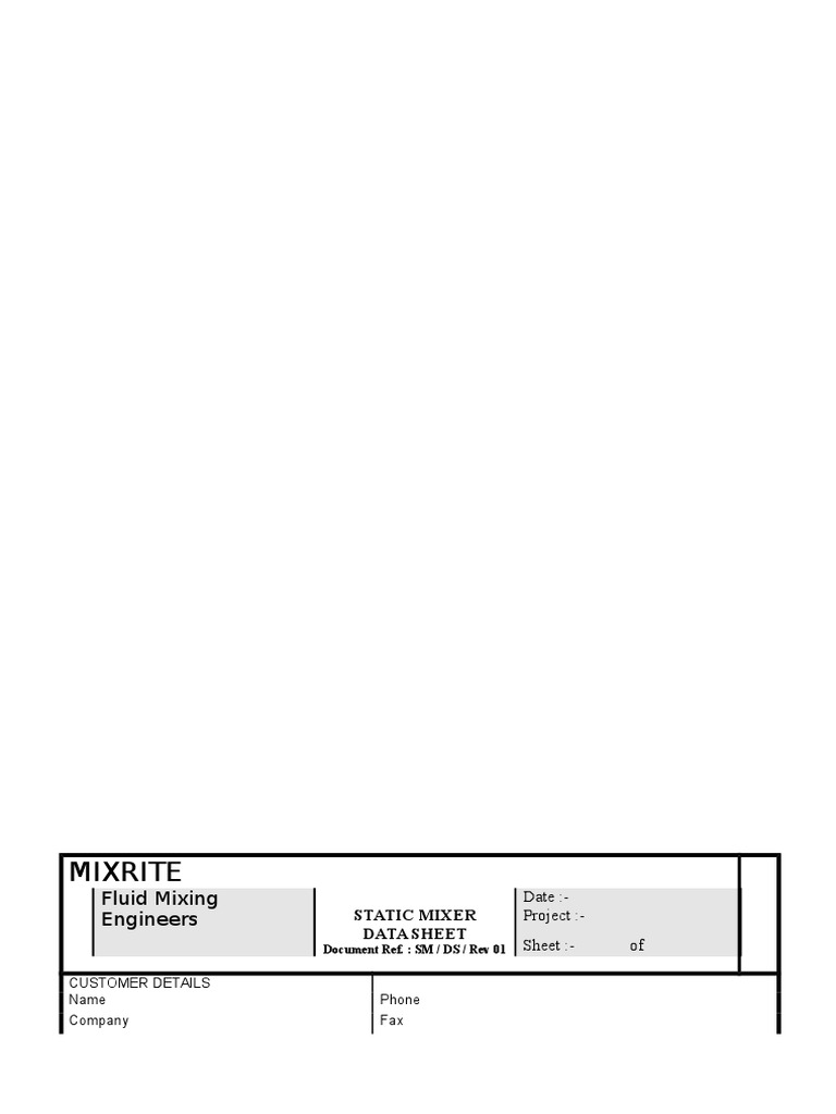 Static Mixer Data | PDF