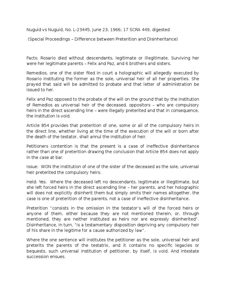 Nuguid Vs Nuguid | PDF | Will And Testament | Probate