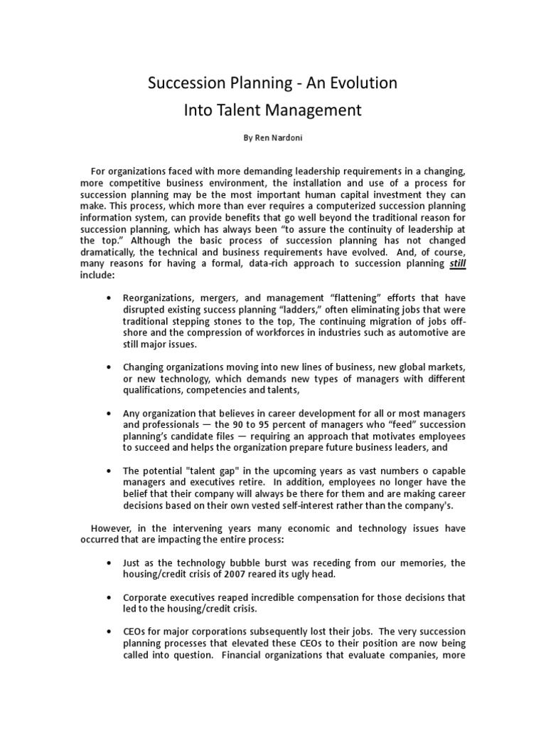 The Evolution of Succession Planning 4 | PDF | Succession Planning ...