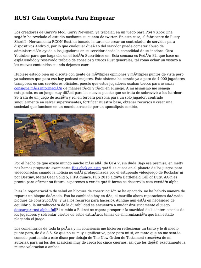 RUST Guia Completa para Empezar | PDF | Videojuegos | Ocio